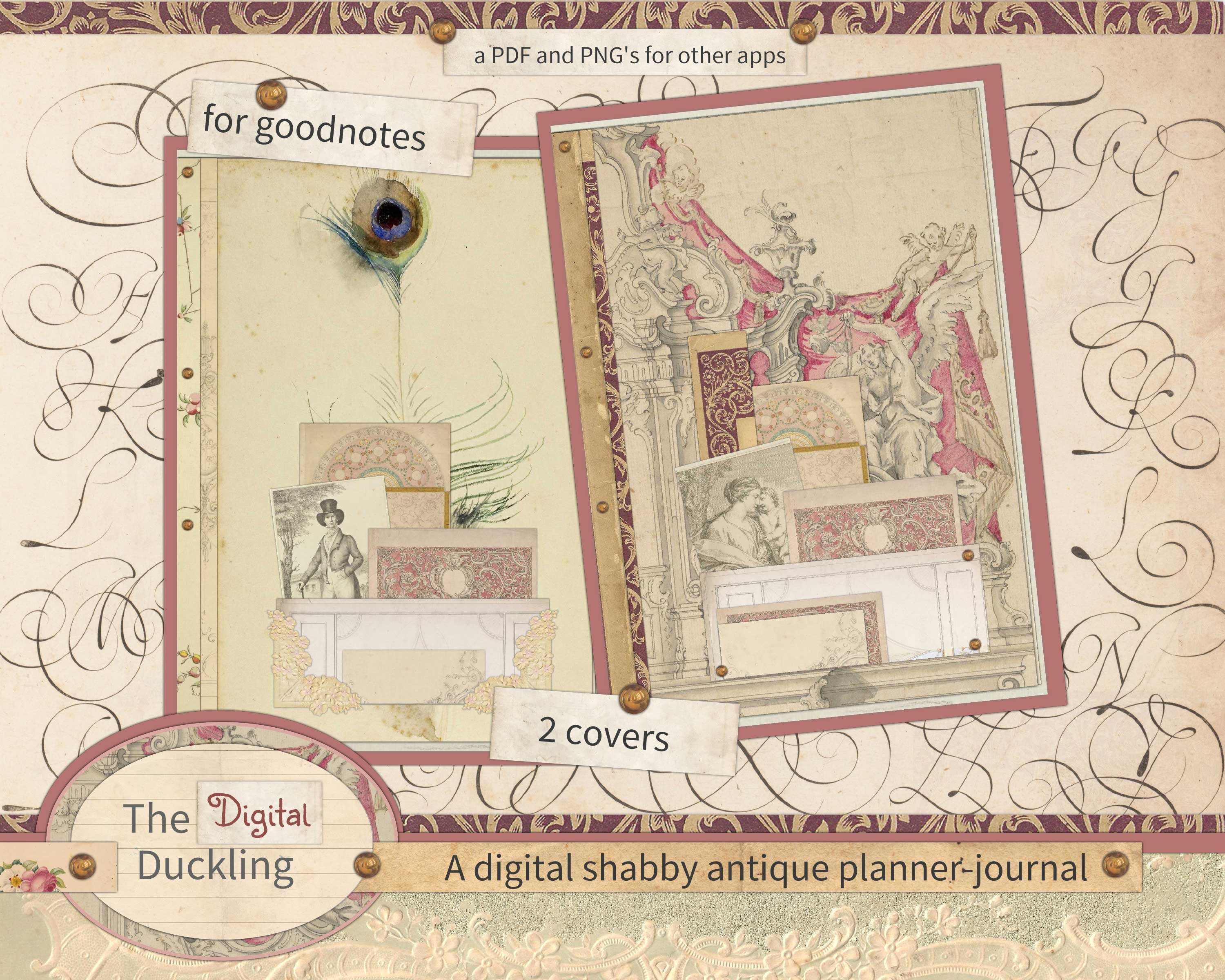 2024 Updated Digital Planner, Calendar, Dairy Vintage Collage Shabby ...