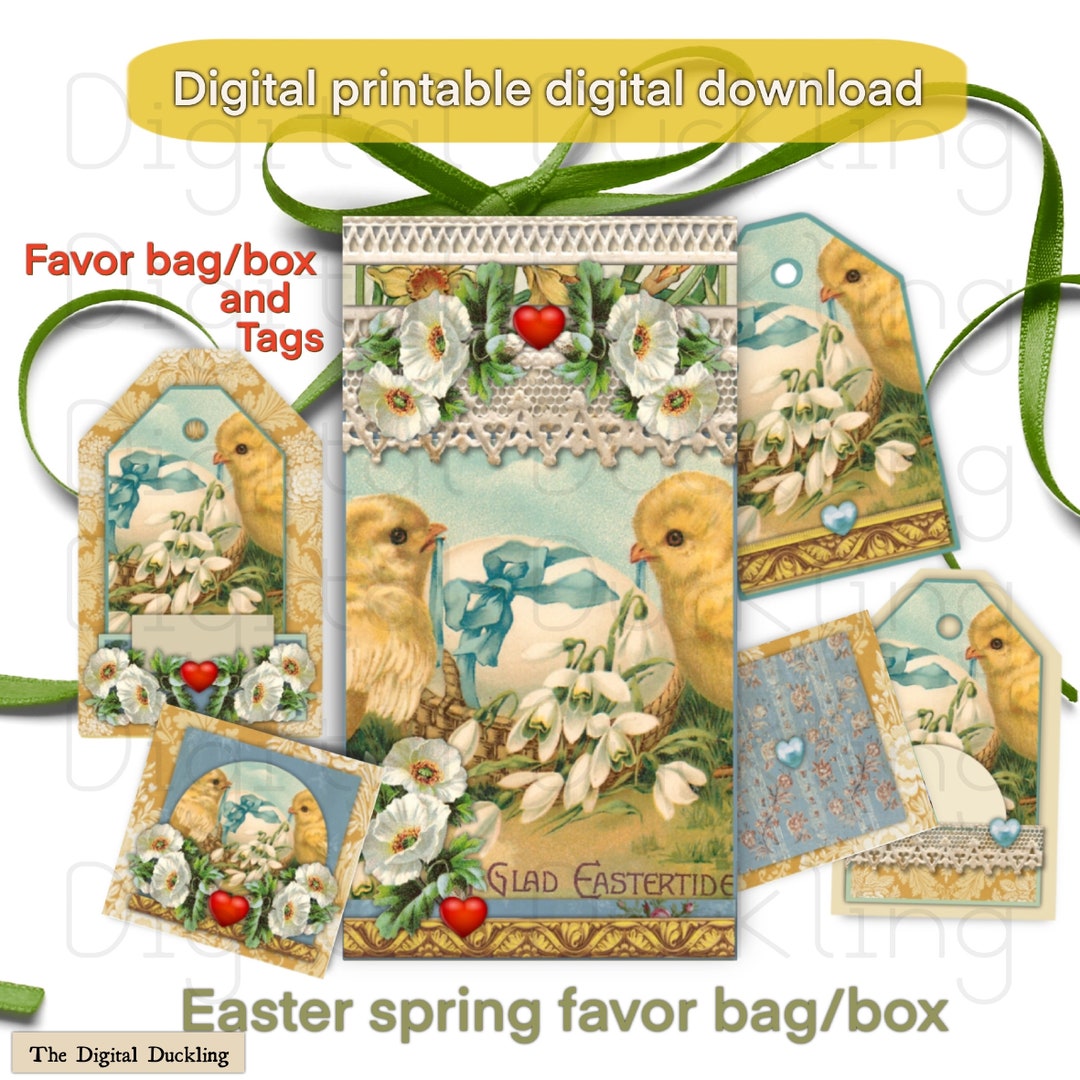Easter Favor Treats Bag 15 Gift Tags, Vintage Lace Shabby Favor Box ...