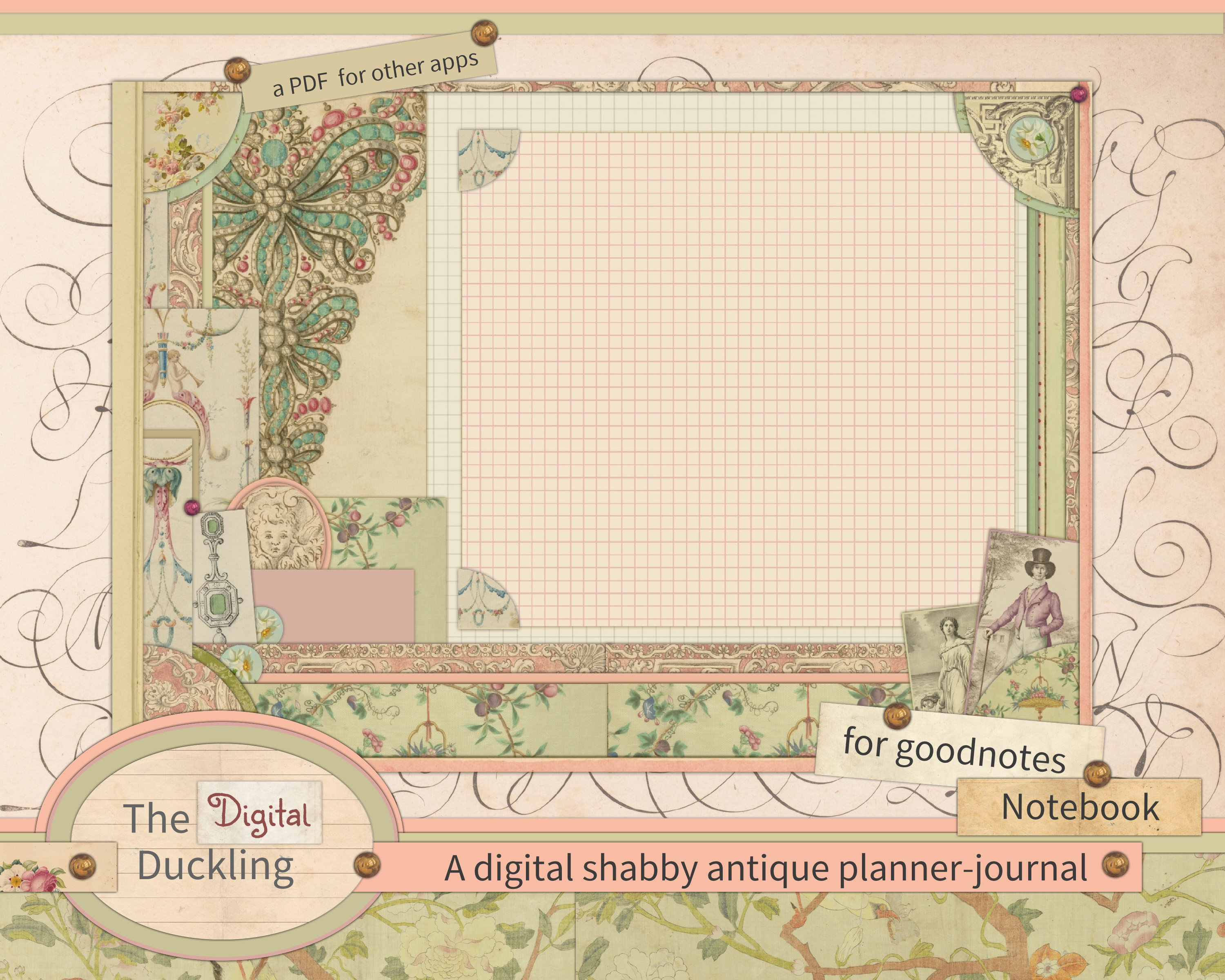 Ladies Lady Notebook, Vintage, Shabby Chic, Antique Style Grunge ...