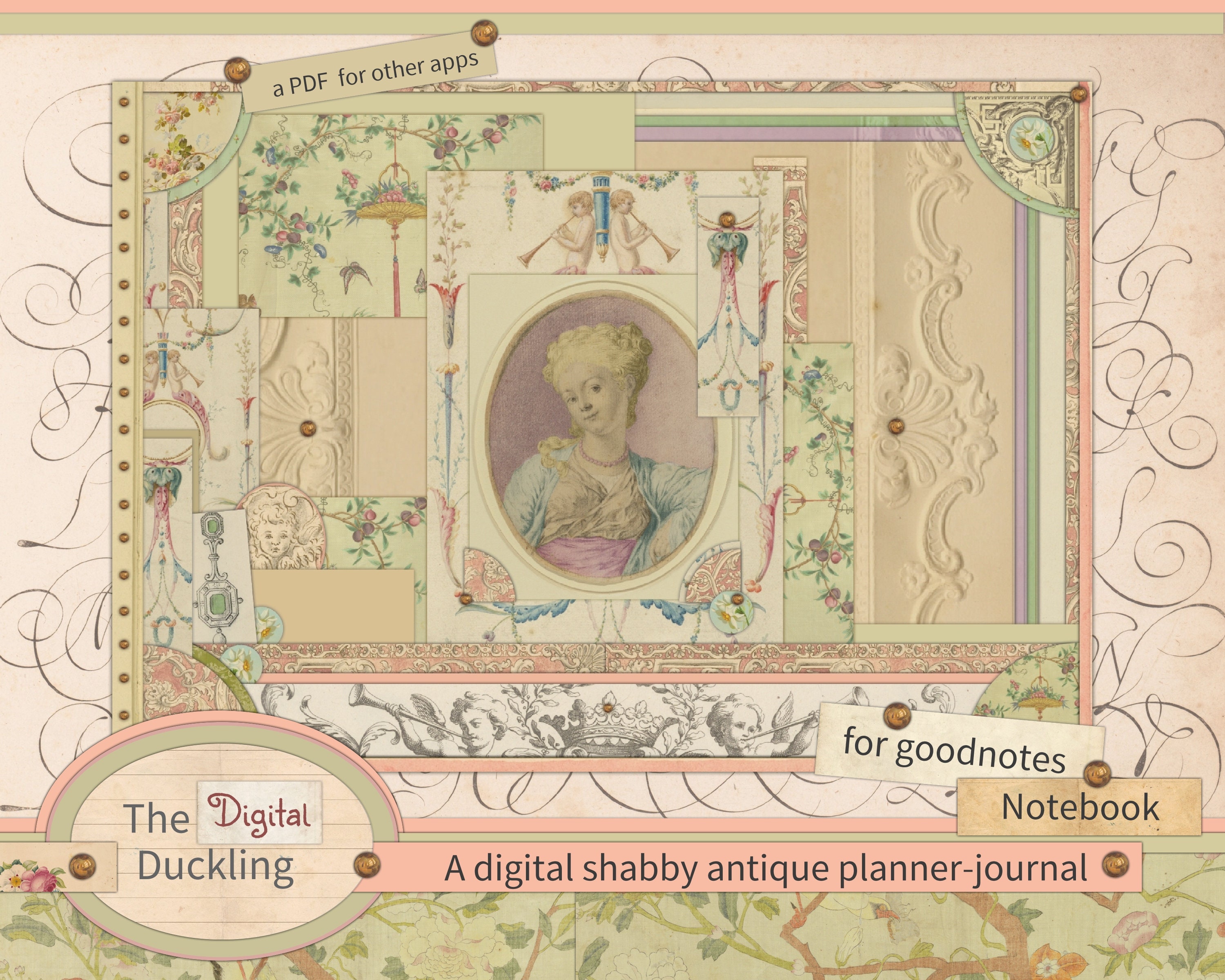 Ladies Lady Notebook, Vintage, Shabby Chic, Antique Style Grunge ...
