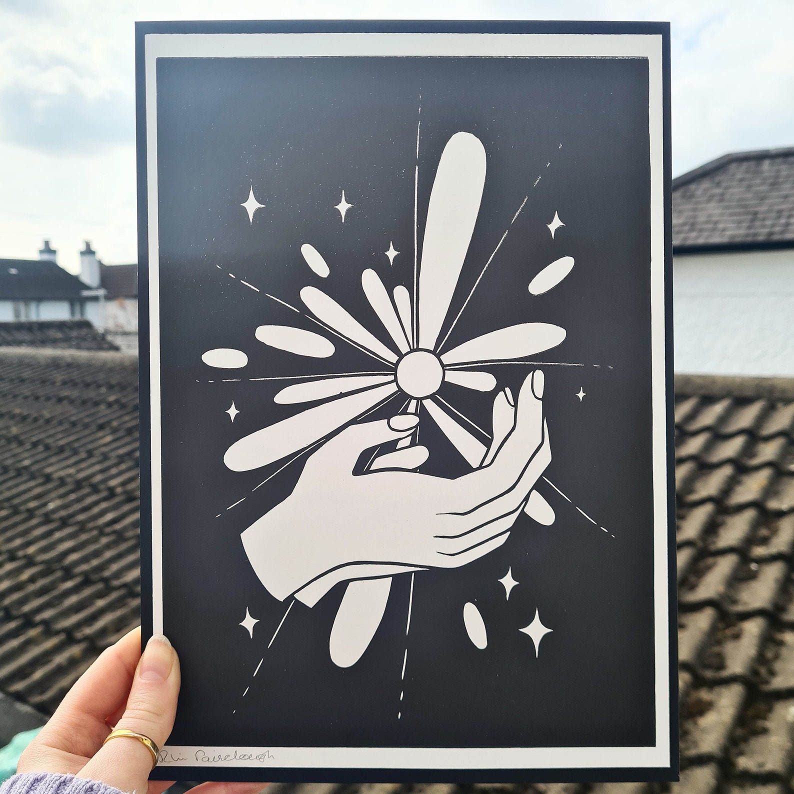 Howl Star Eater Linocut A4 Print - Etsy