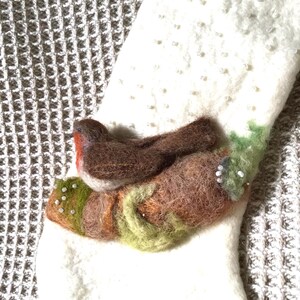 White Christmas Stocking With Robin Bird - Etsy