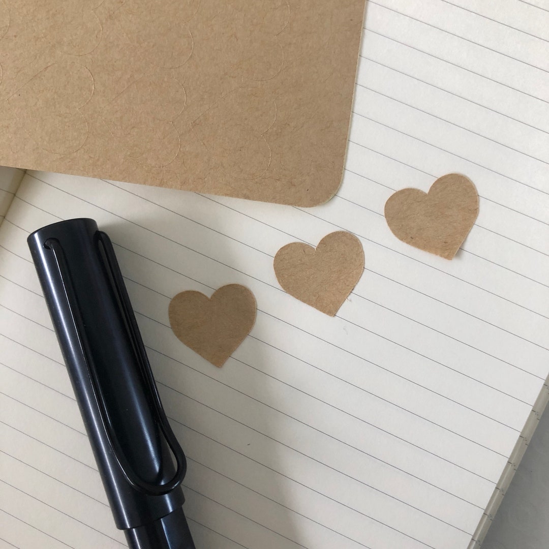 Blank Heart Stickers 2/2.5cm Kraft Sticker Paper Brown Blank Seals ...