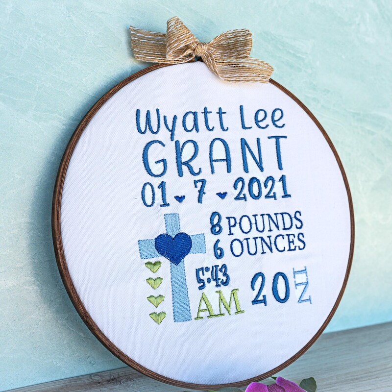 Embroidery Birth Announcement - Etsy