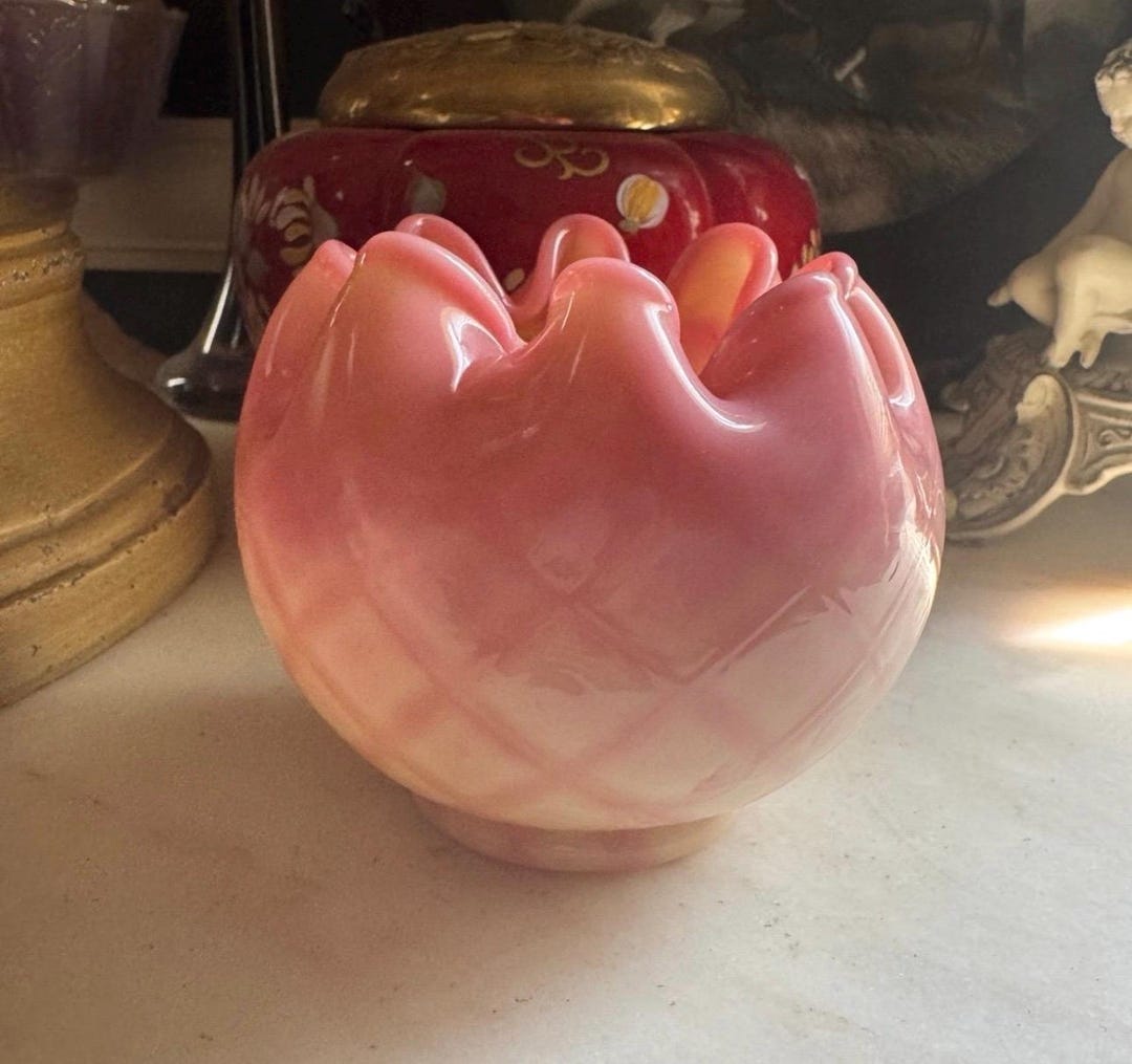 Vintage Burmese/uranium Glass Rose Bowl – Possibly Fenton – 1980s - Etsy
