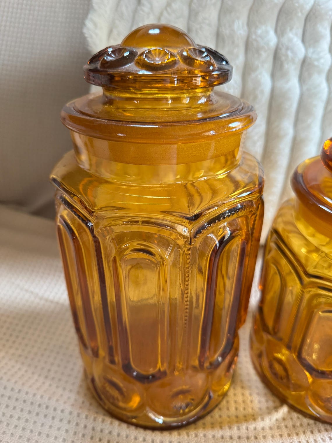 Vintage L.E. Smith Moon & Stars Glass Canisters Set of 4 - Etsy