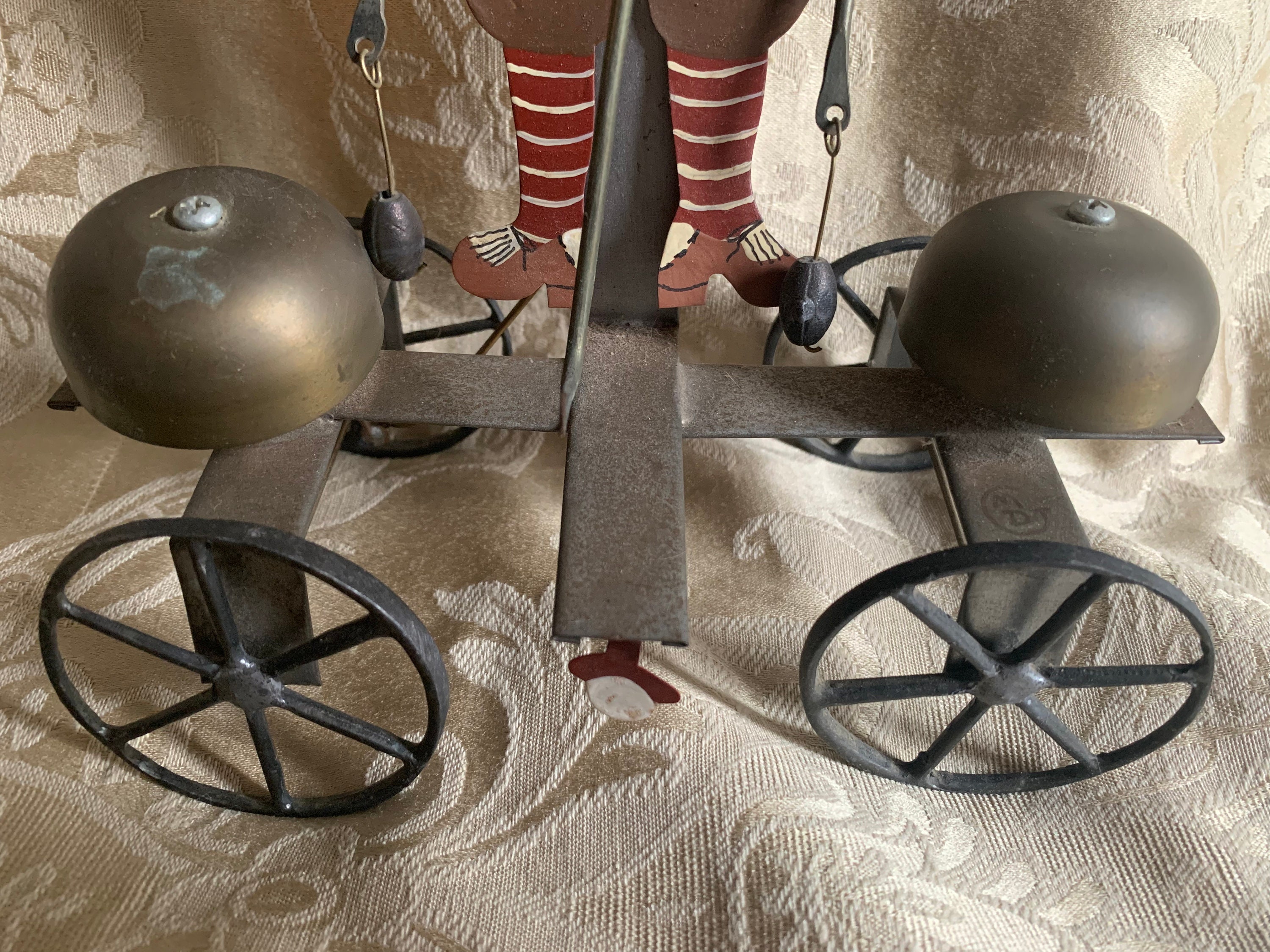 Vintage Metal Golfer on Wheels and Double Bells - Etsy