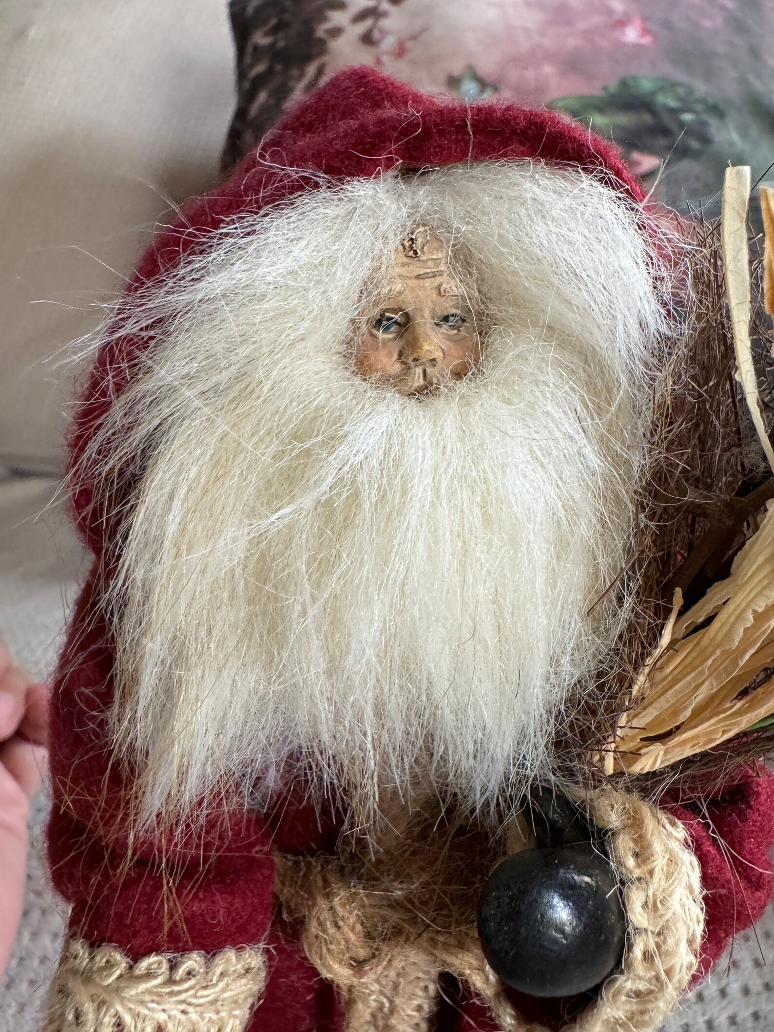 Hand Made Cloth Santa Standing on Wood - Etsy
