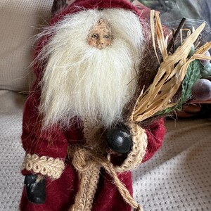 Hand Made Cloth Santa Standing on Wood - Etsy