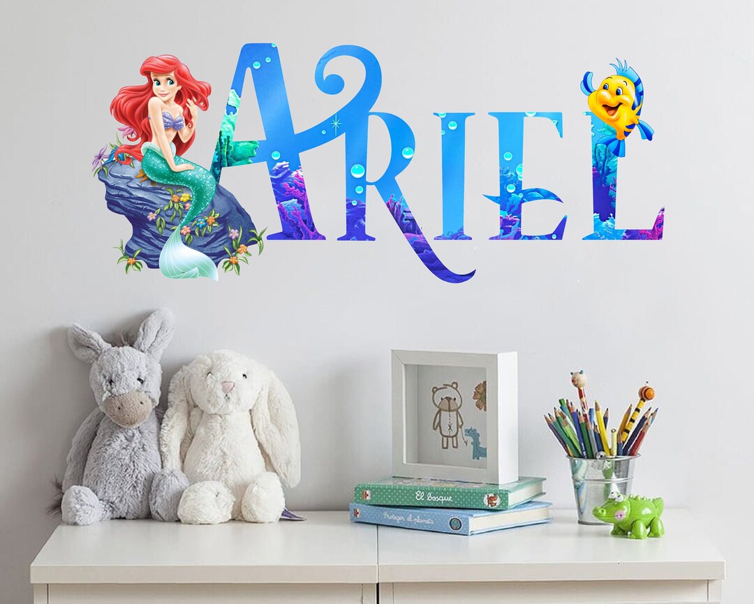 Princess Ariel Mermaid Wall Decal - Wall Sticker - Custom Name Decal ...