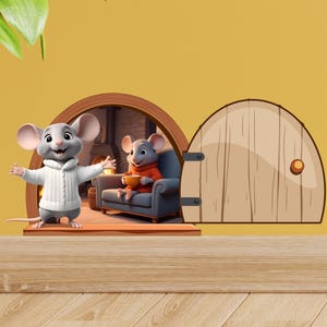 Charming 3D Mouse Hole Decal - Whimsical Door Sticker for Kids' Rooms ...