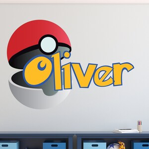 Pokeball Custom Name Wall Decal Kids Wall Sticker Poke - Etsy