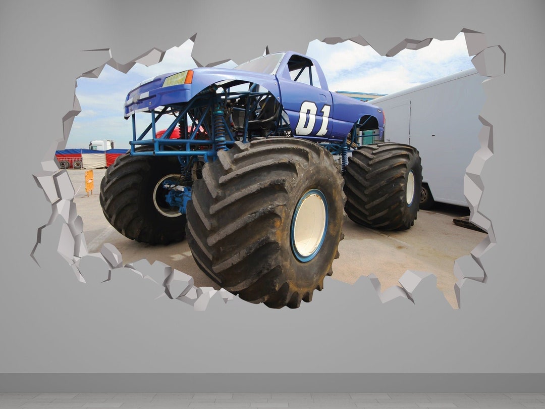 Truck Blue Wall Decal Truck Blue Monster Decor Truck Car 3d Art Car Truck Monster Stickers Truck ...