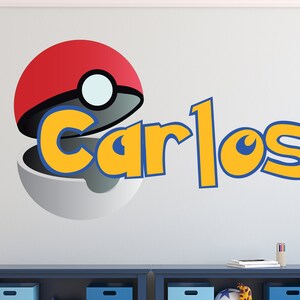 Pokeball Custom Name Wall Decal Kids Wall Sticker Poke - Etsy