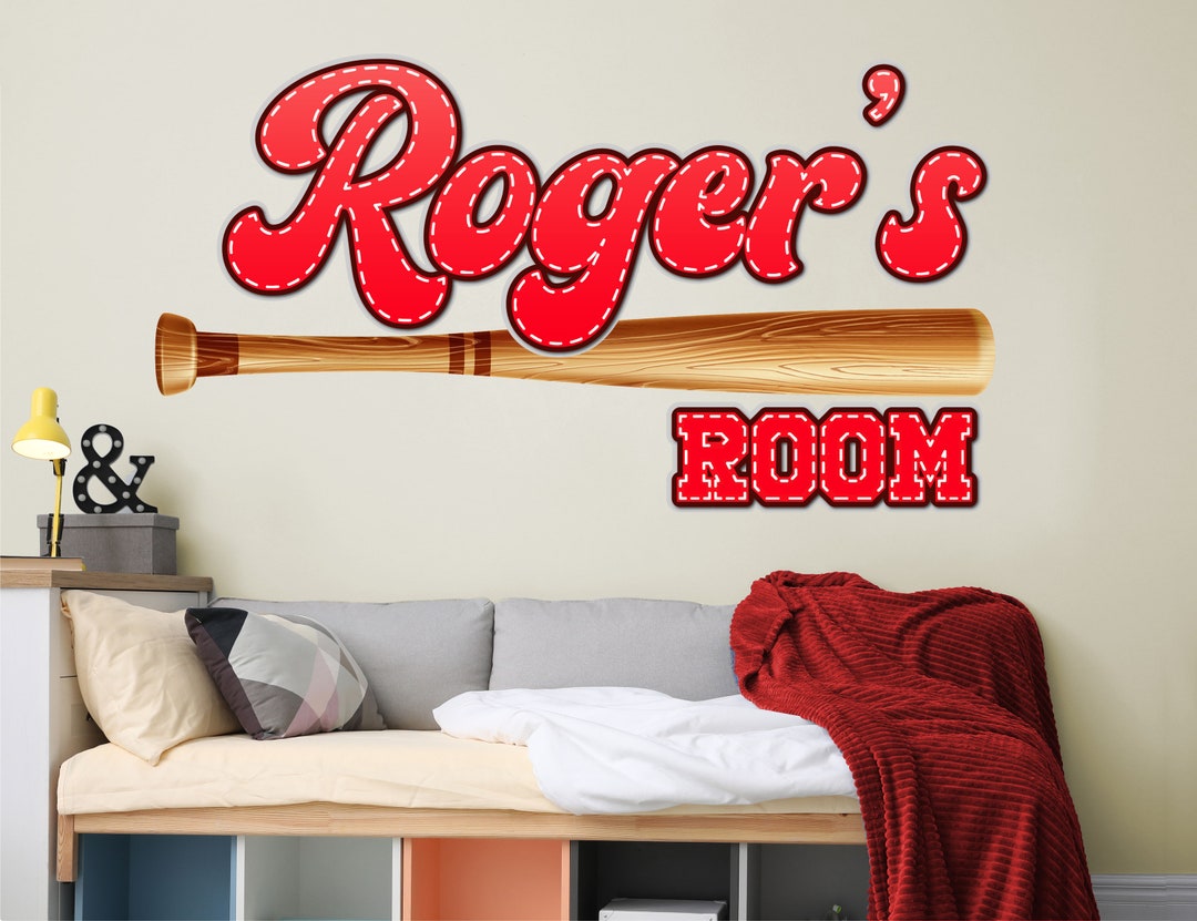 Custom Baseball Bat Name Wall Decal Personalized Sports Room Decor ...