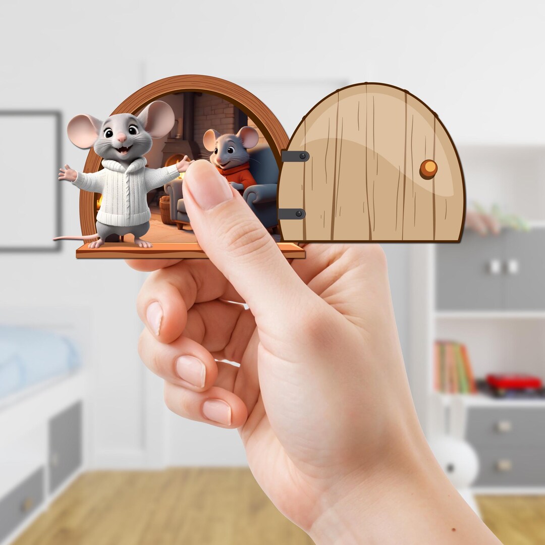 Charming 3D Mouse Hole Decal - Whimsical Door Sticker for Kids' Rooms ...