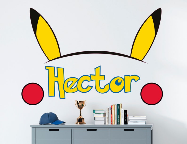 Pika Custom Name Wall Decal Boys Wall Sticker Poke Wall | Etsy
