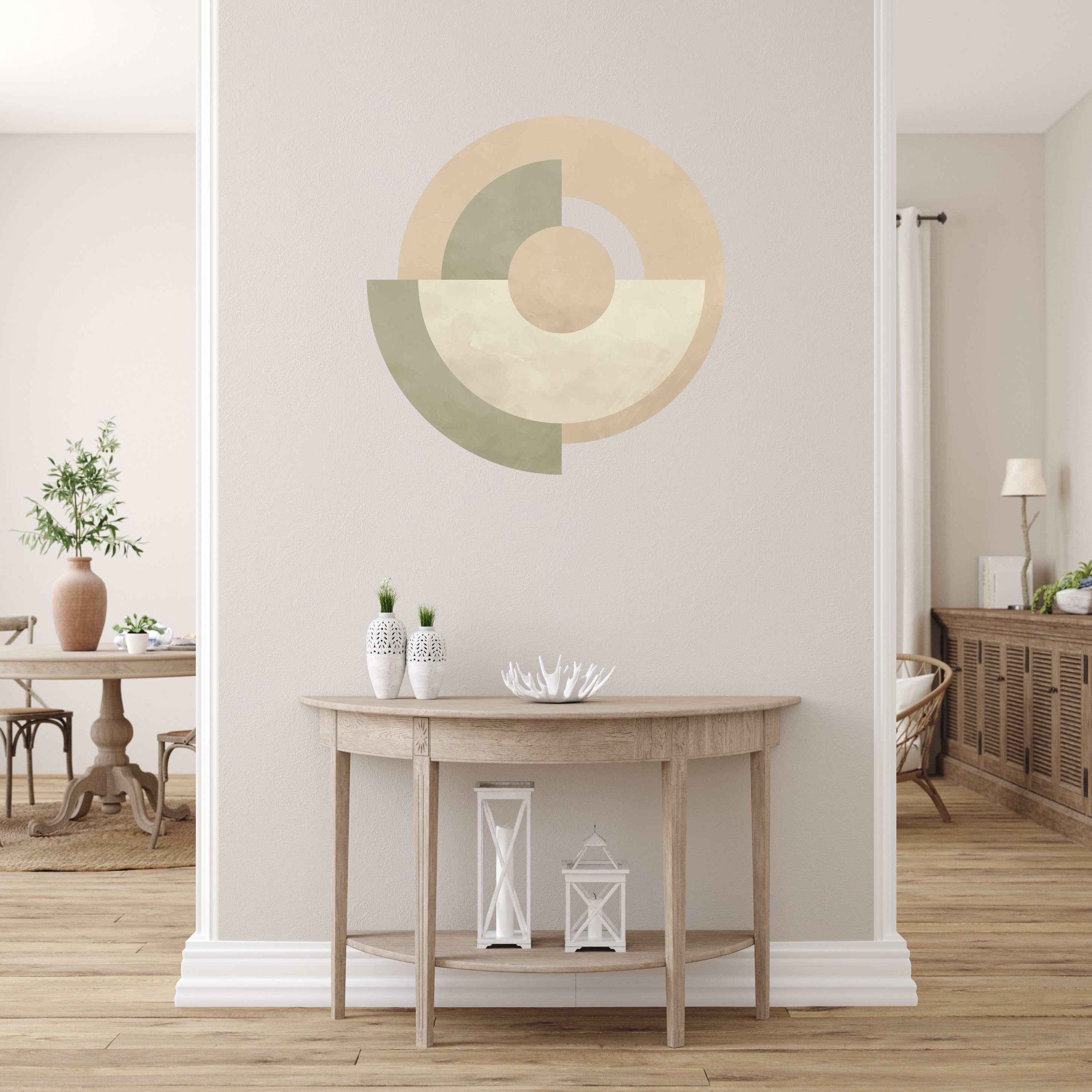 Circle Boho Wall Decal Circle Wall Sticker 3D Wall Mural | Etsy