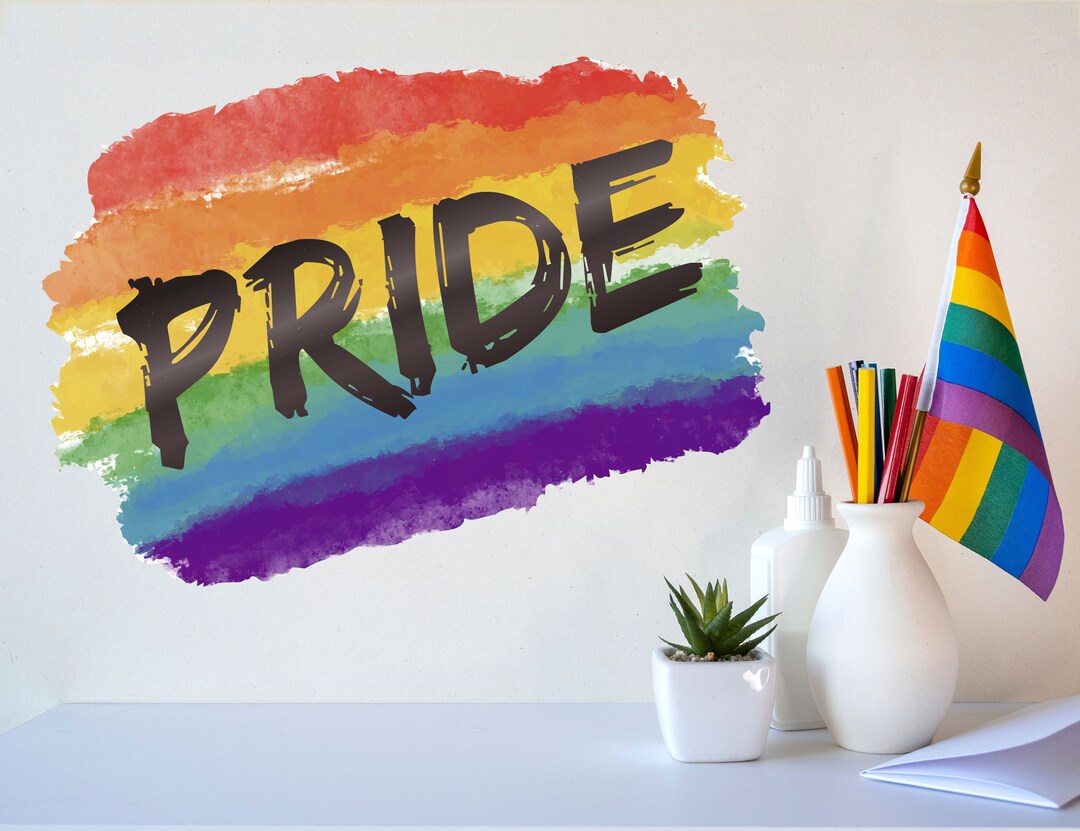 Pride Wall Decal Decor for Dorm Room - Watercolor Rainbow Stickers for ...