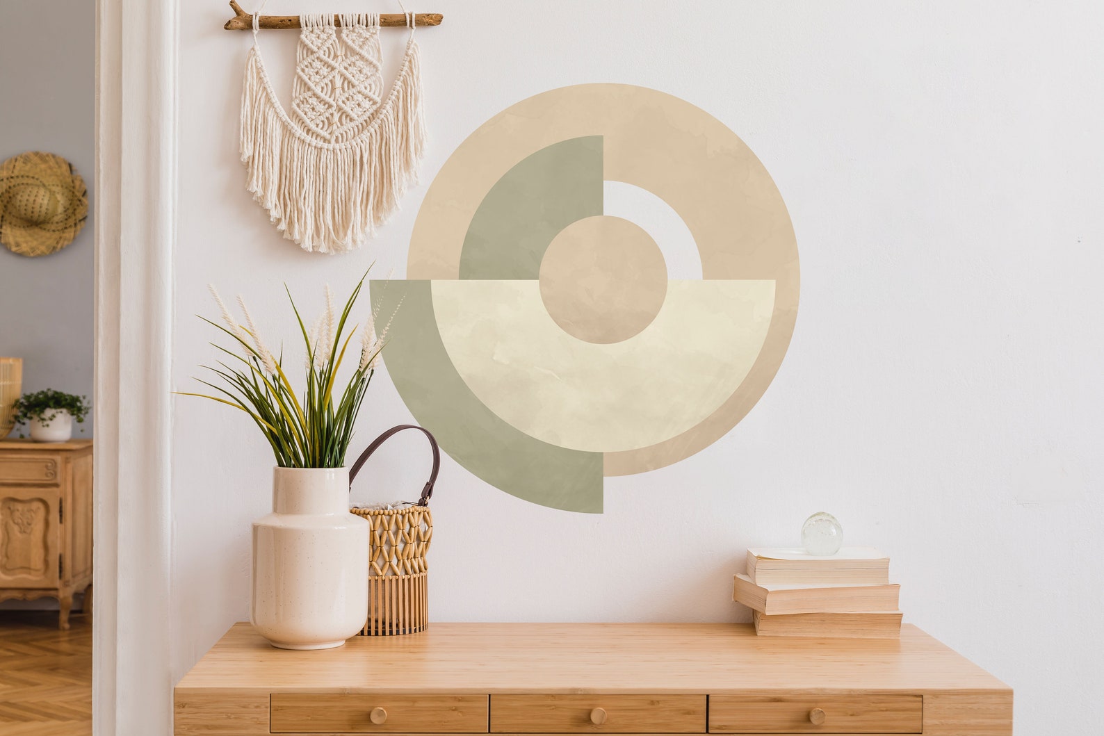 Circle Boho Wall Decal Circle Wall Sticker 3D Wall Mural - Etsy