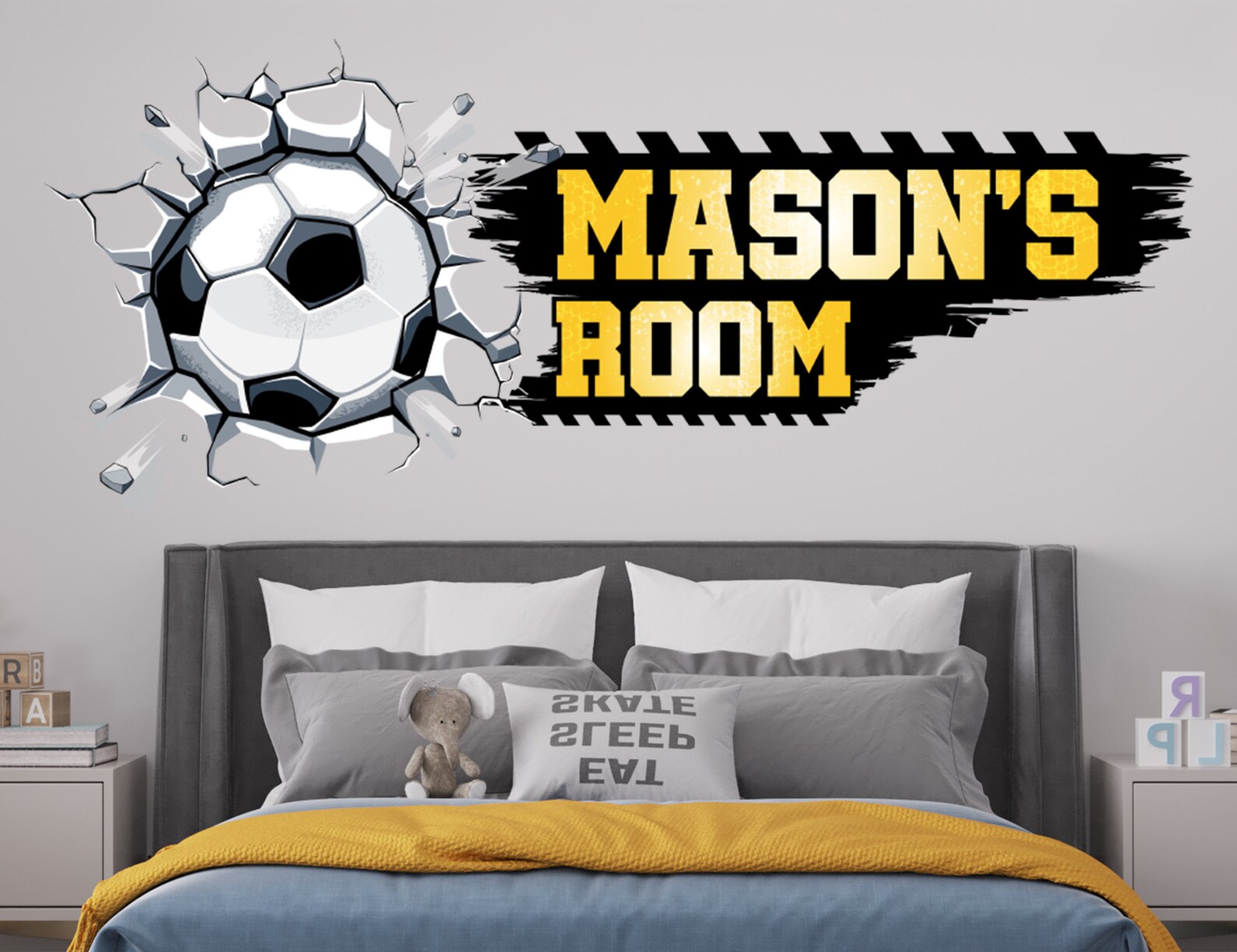 Name Soccer Wall Decals for Boys Room Decor Soccer - Etsy