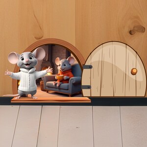 Charming 3D Mouse Hole Decal - Whimsical Door Sticker for Kids' Rooms ...