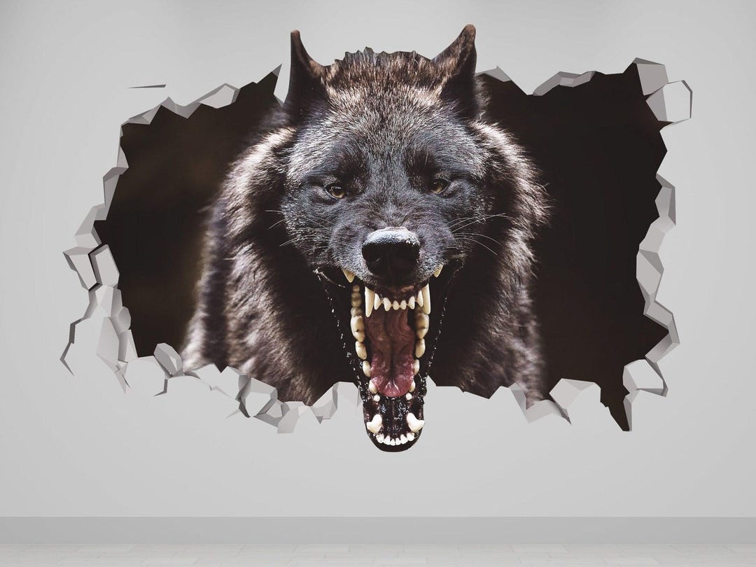 Wolf Wall Decal 3D Art - Wolf Sticker - Forest Animals Decals - Wolf ...