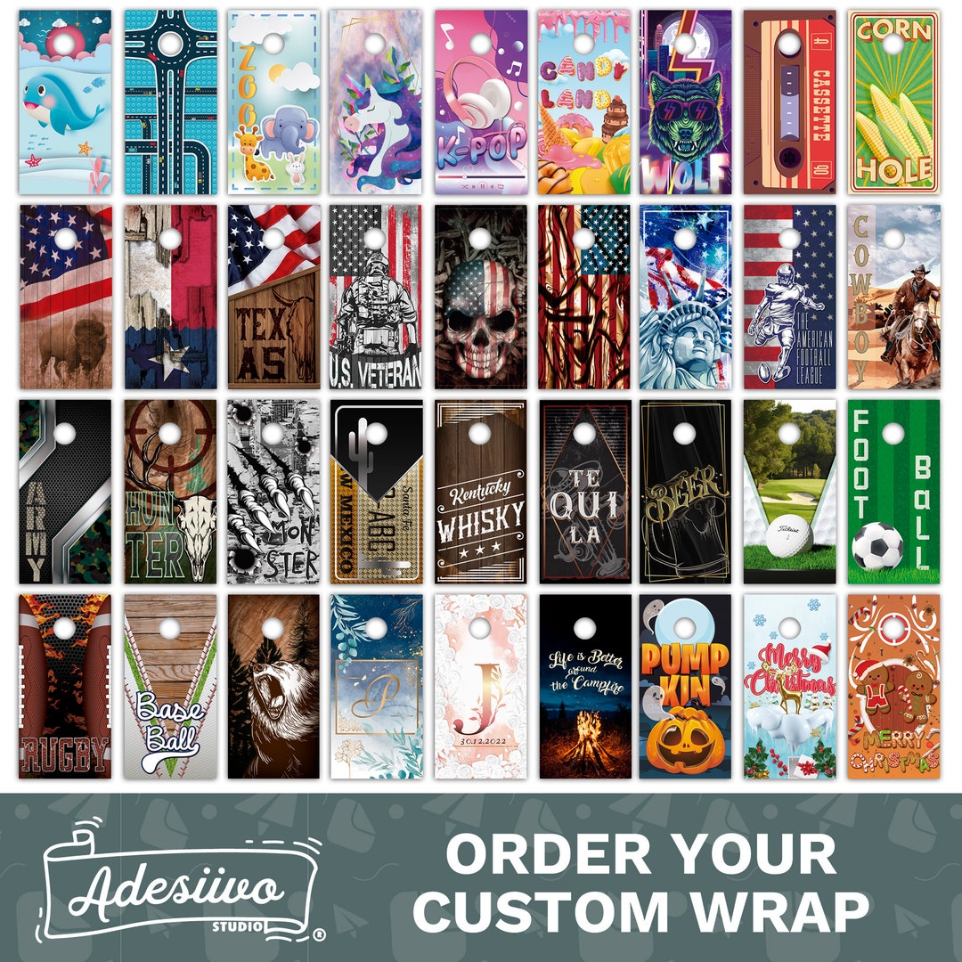 Custom Cornhole Boards Wrap Decal Sticker 3D Texture Single Laminated ...