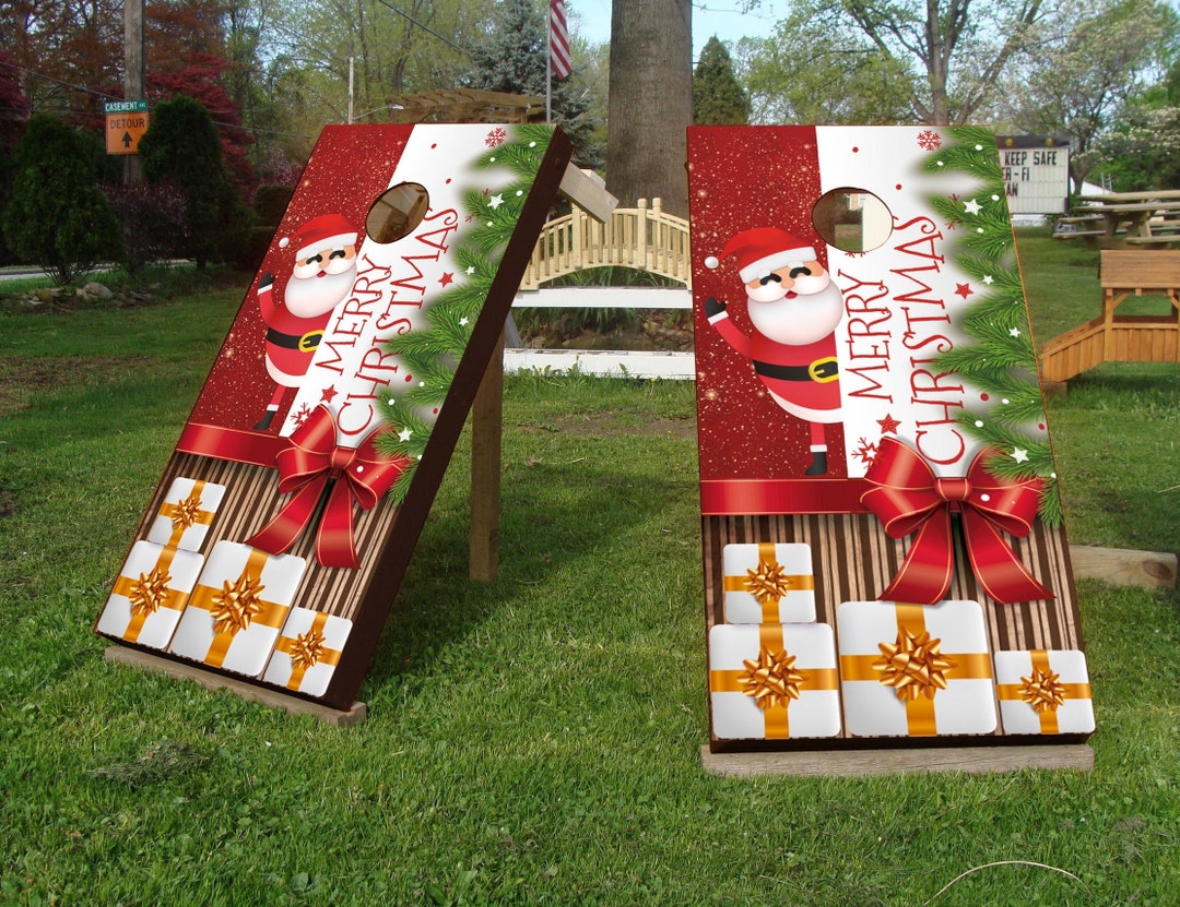 Christmas Santa Claus Custom Cornhole Vinyl Wrap Decal Sticker 3D ...