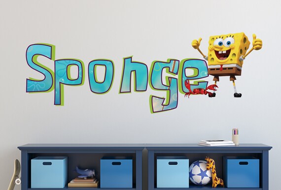 SpongeBob Wall Decal Wall Sticker Custom Name Decal Wall | Etsy