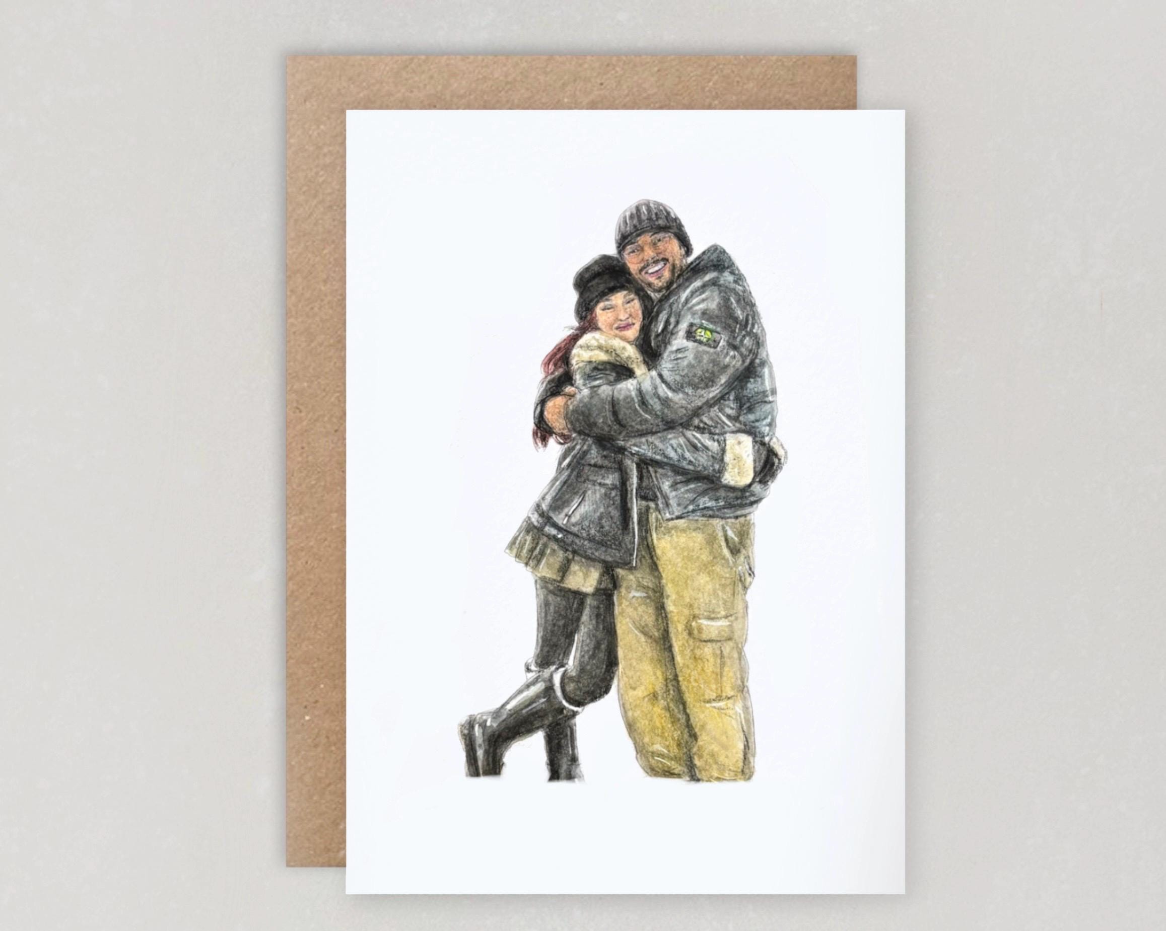 Hand Painted Birthday Card | Custom Family Portrait Greetings Card ...