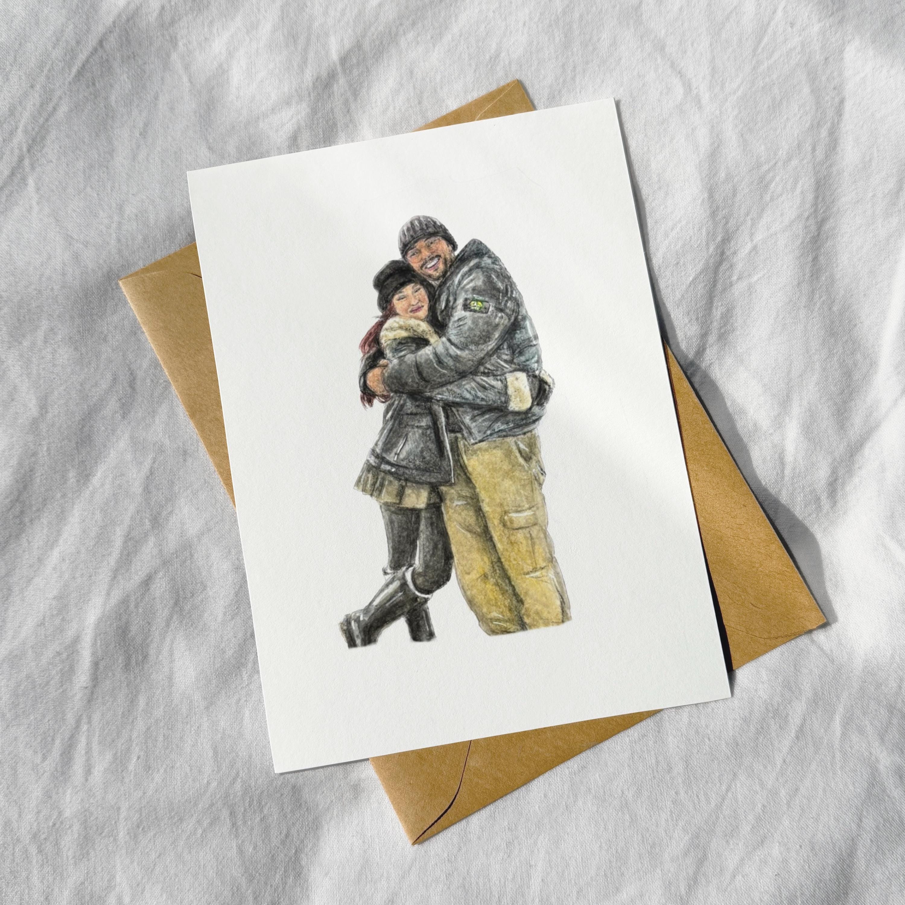 Hand Painted Birthday Card | Custom Family Portrait Greetings Card ...
