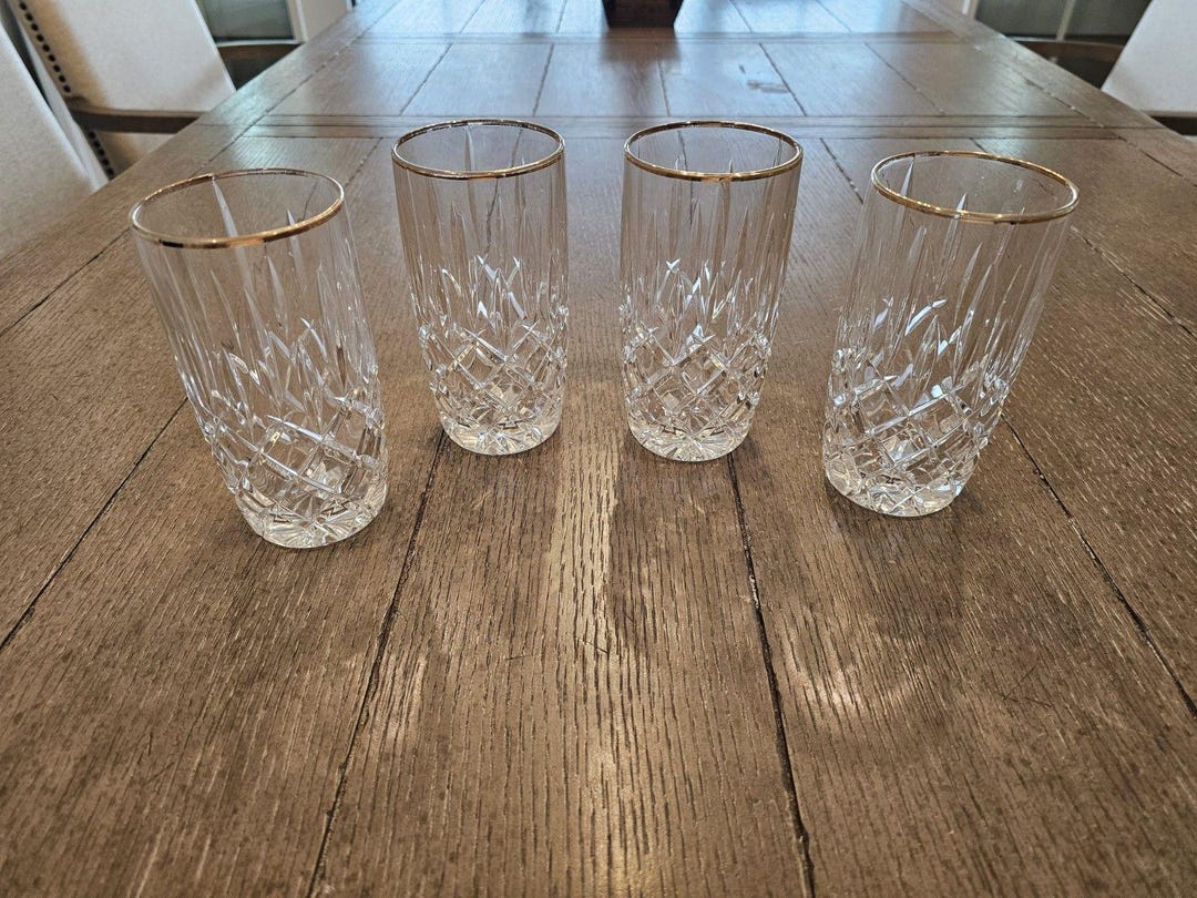 Gorham Crystal Lady Anne Gold Rimmed Highball 6", Set of 4 - Etsy