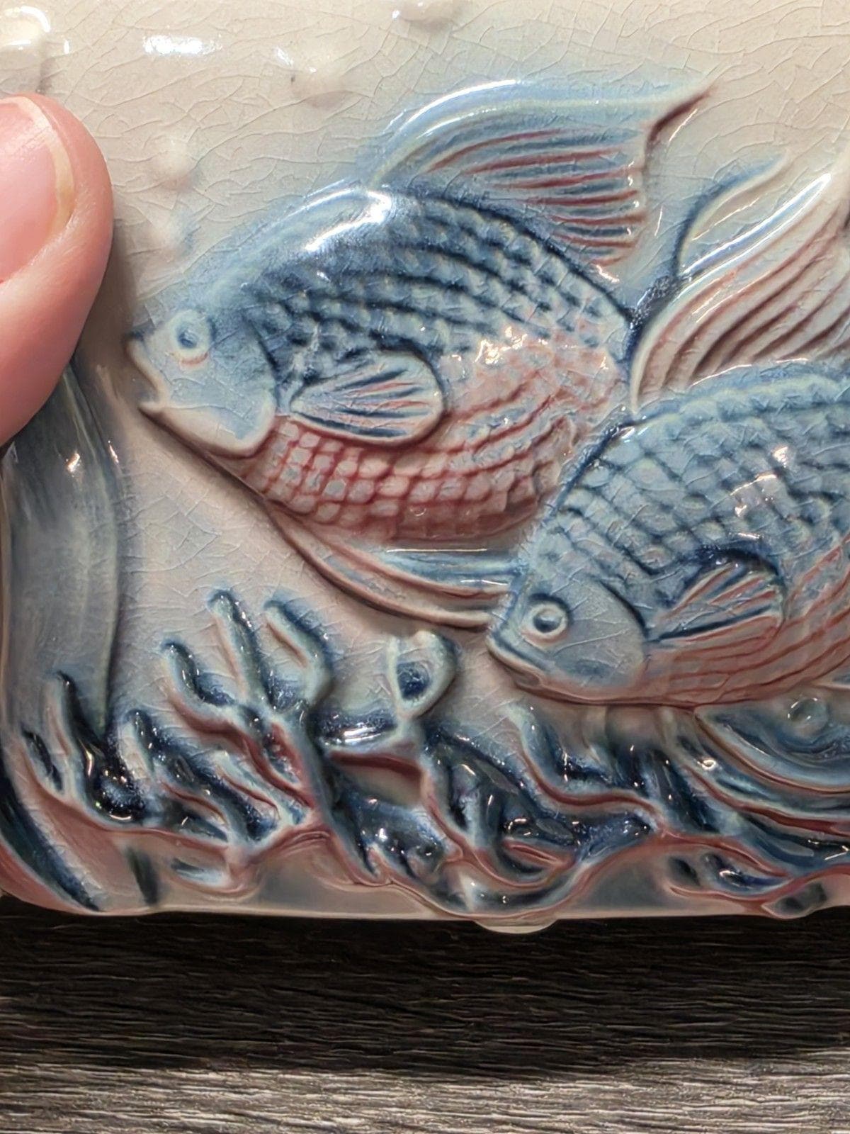 Vintage Royal Copley Koi Fish Planter Red Blue - Etsy