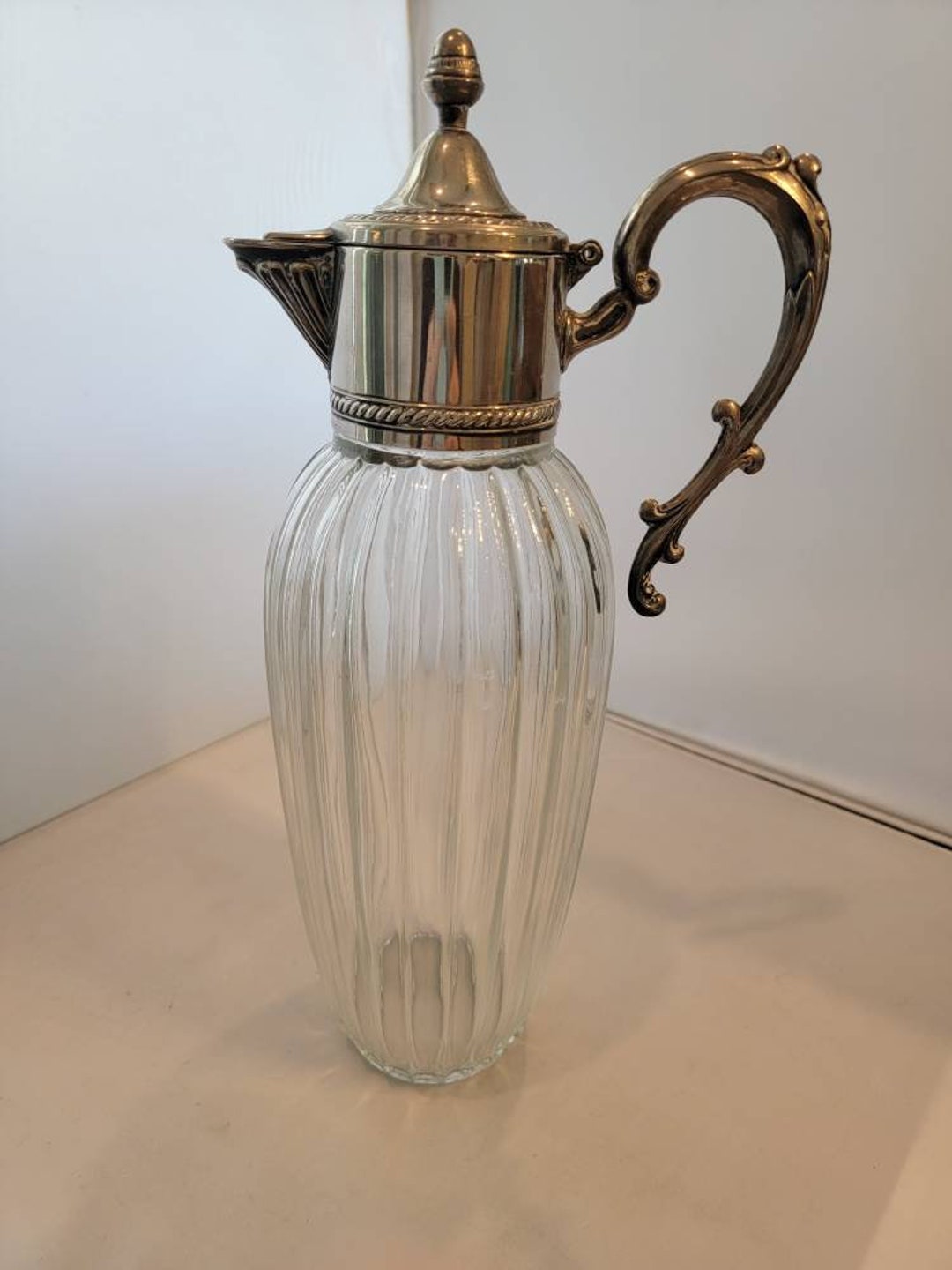 Sheraton Silverplate Italy Glass Crystal Claret Carafe Pitcher Jug - Etsy