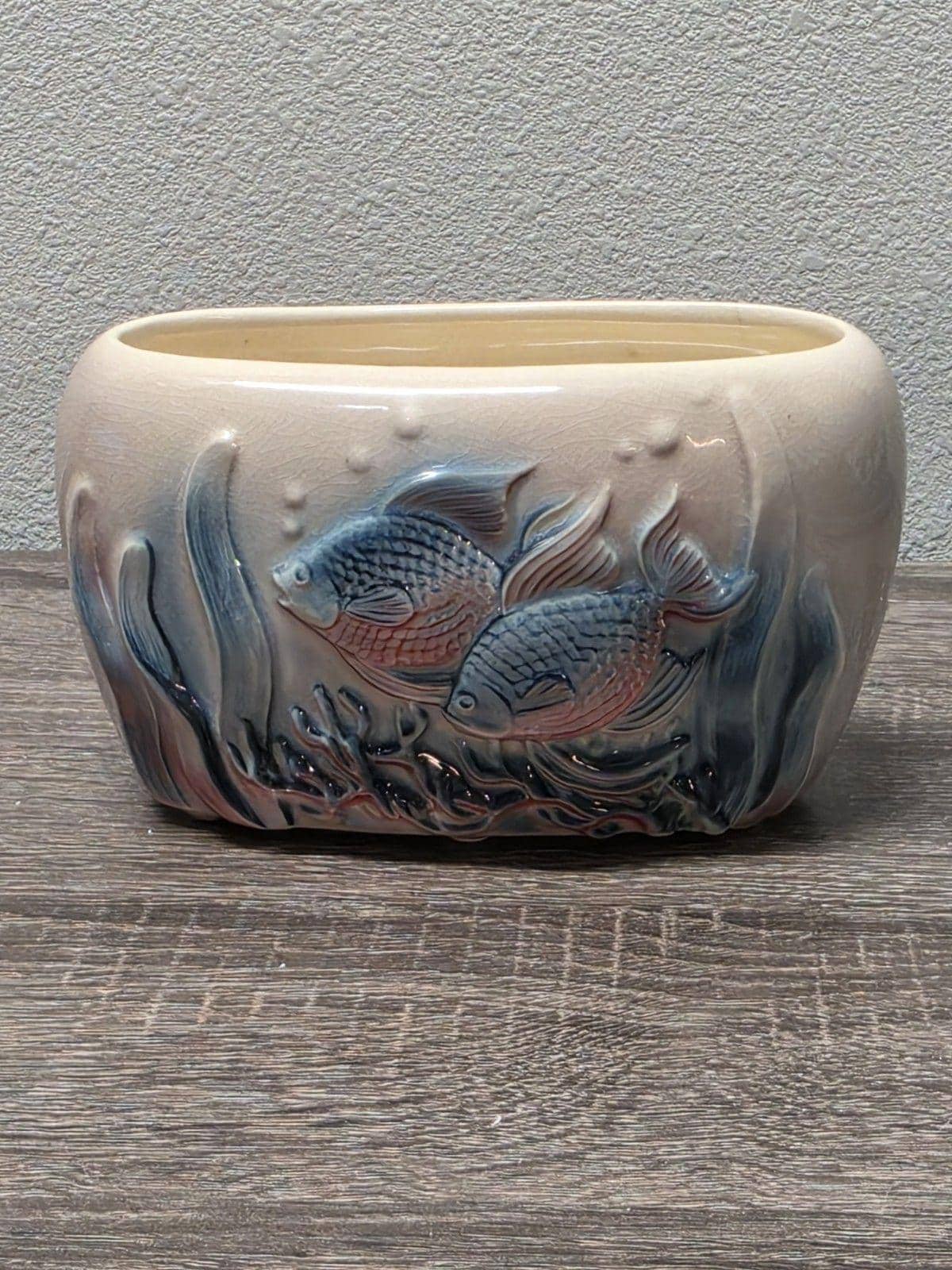 Vintage Royal Copley Koi Fish Planter Red Blue - Etsy