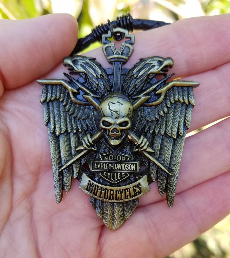 Handsome Harley Davidson Motorcycle Pendant Necklace Dramatic | Etsy