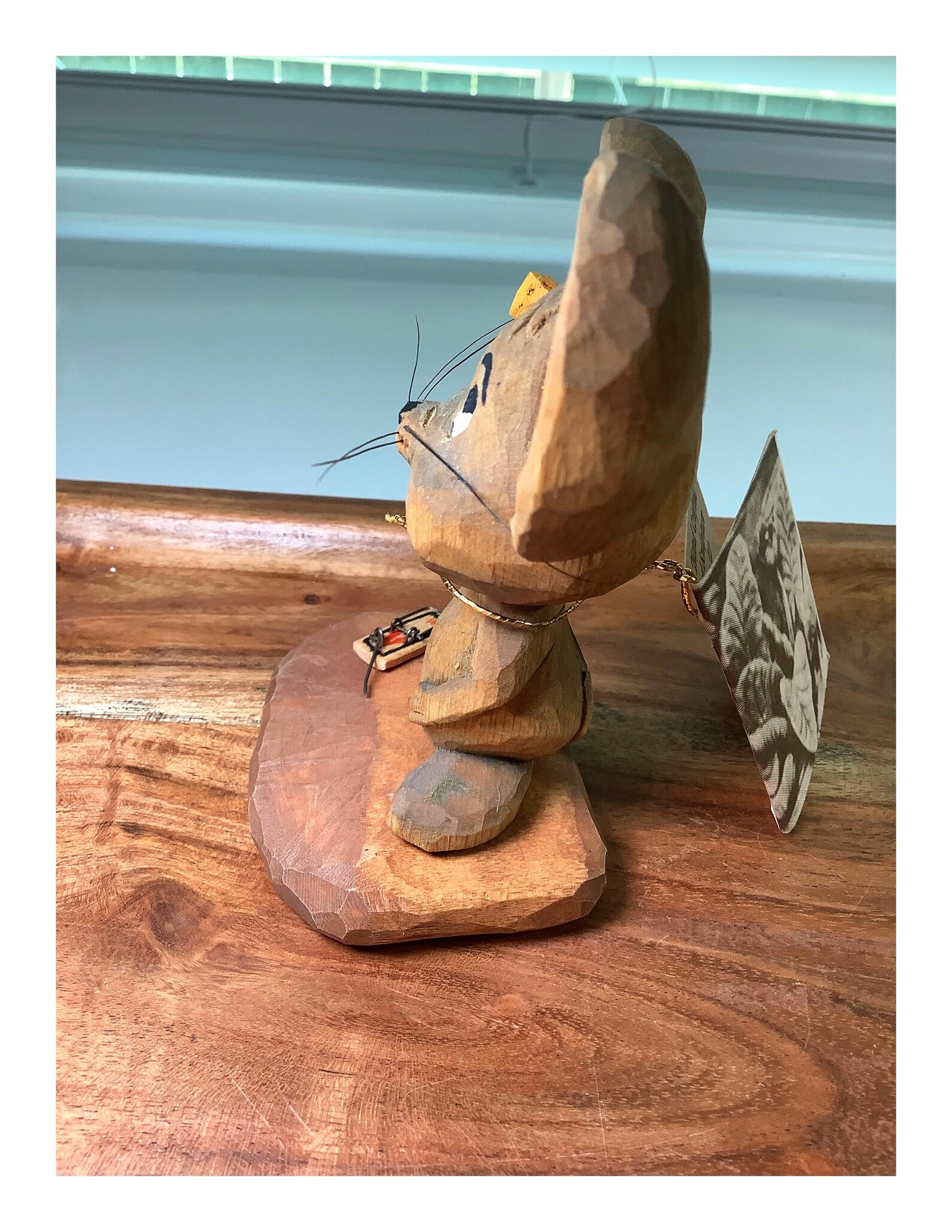 Bev Bacon Hand Carved Wooden Mouse Figurine, Whimsical Folk Art Animal ...