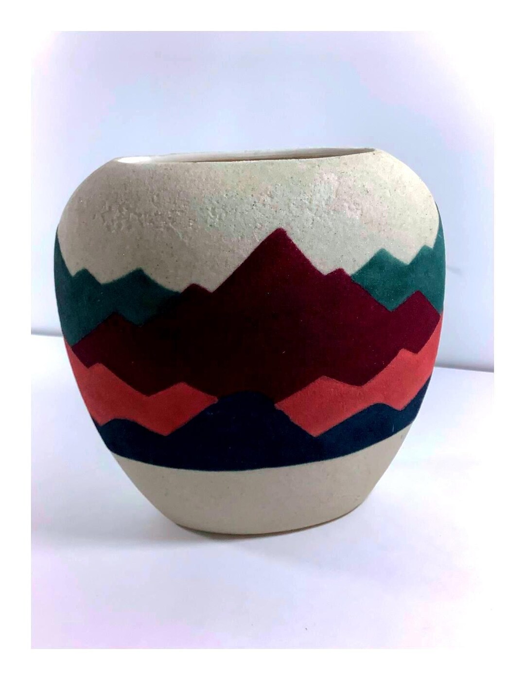 Unique Handcrafted South Western Sand Art Ceramic Vase, Navajo Art ...