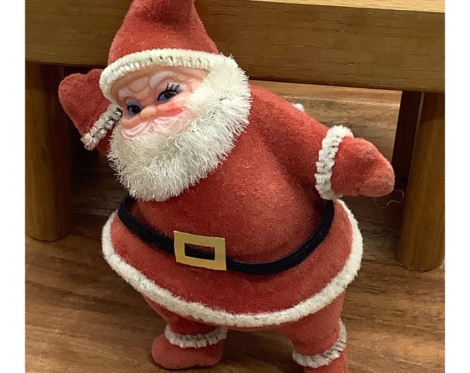 Vintage Flocked Santa Claus Figurine: Mid-century Christmas Decor - Etsy