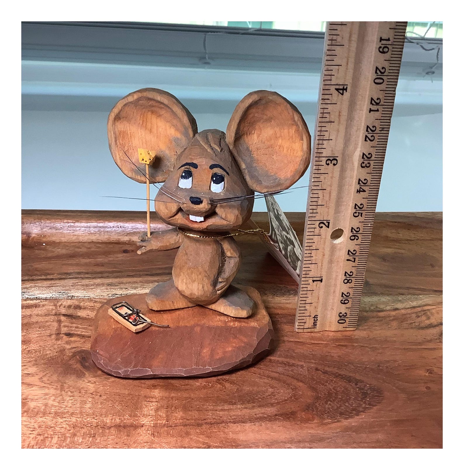 Bev Bacon Hand Carved Wooden Mouse Figurine, Whimsical Folk Art Animal ...