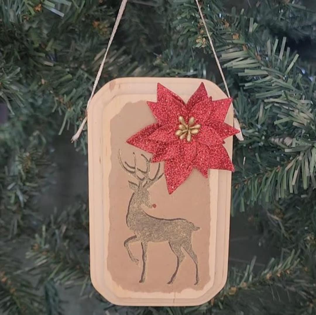 Rudolph Wood Plaque Mixed Media Ornament - Etsy