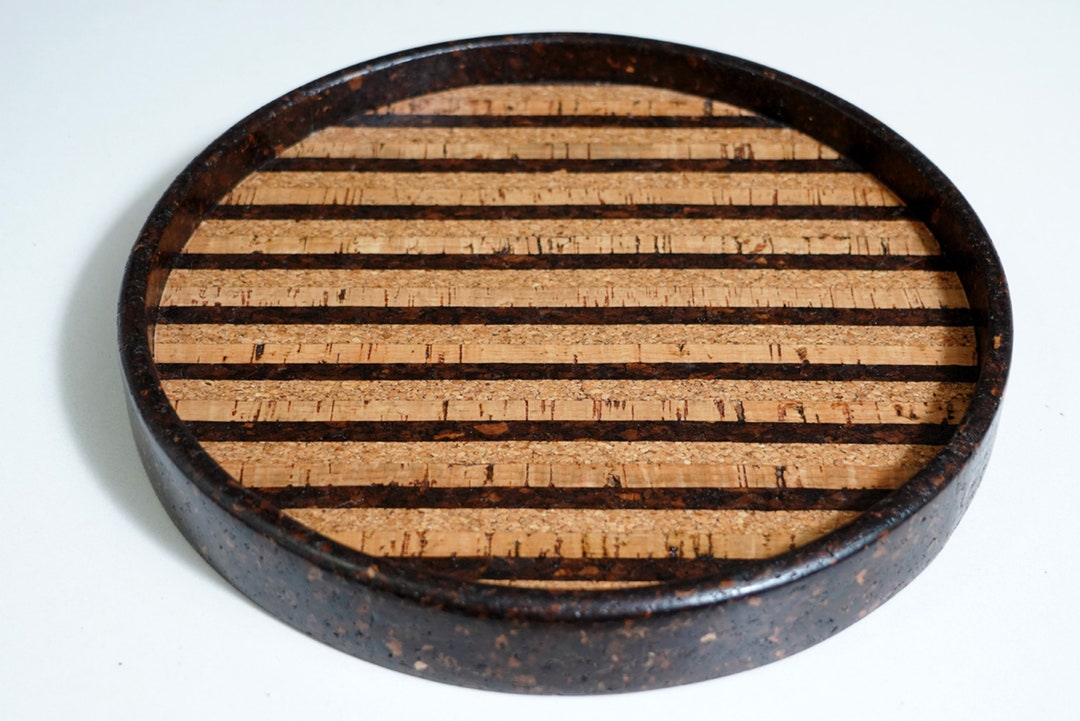 Boho Cork Round Serving Tray, Cork Table Decor, Modern Cork Tray ...