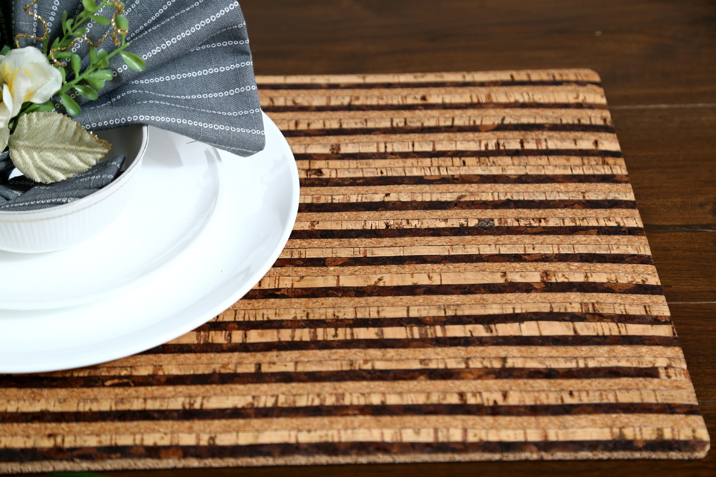 Cork Table Mats Striped Cork Tablemats Decor Sustainable - Etsy