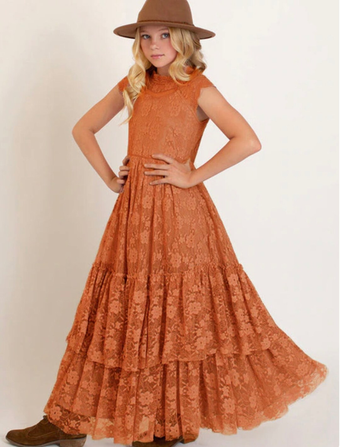 Bohemian Burnt Orange Flower Girl Dress Rustic Flower Girl - Etsy