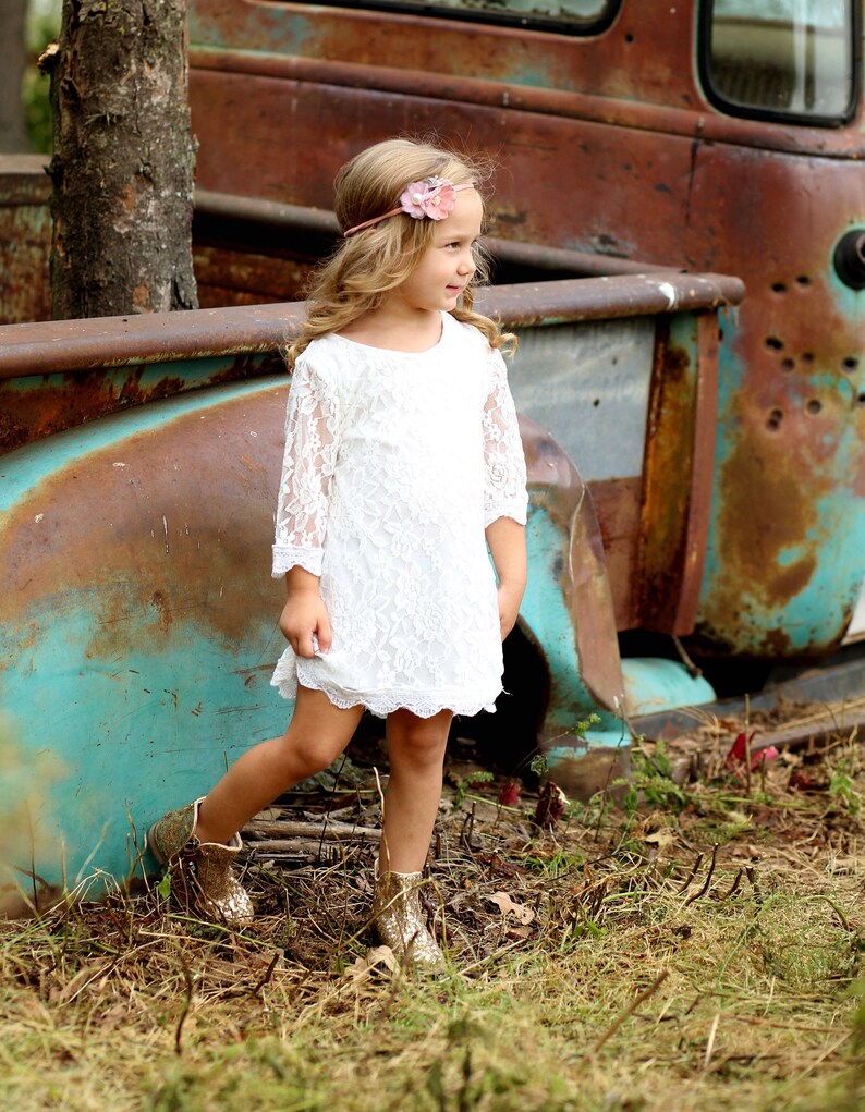 Simply Grace Lace Flower Girl Dress Rustic Flower Girl Etsy