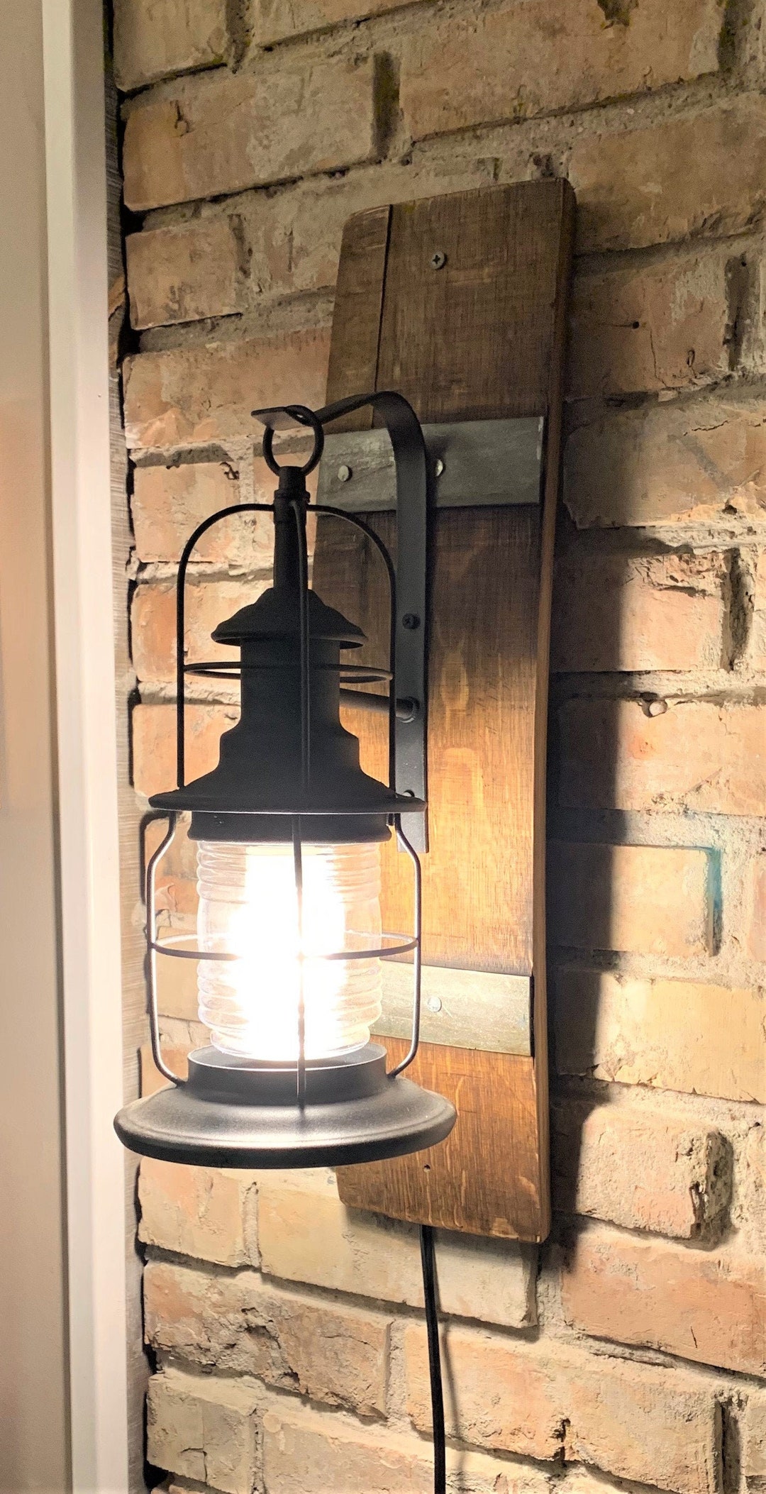 Wooden Wine Barrel Wall Lamp - Lantern Light - Etsy