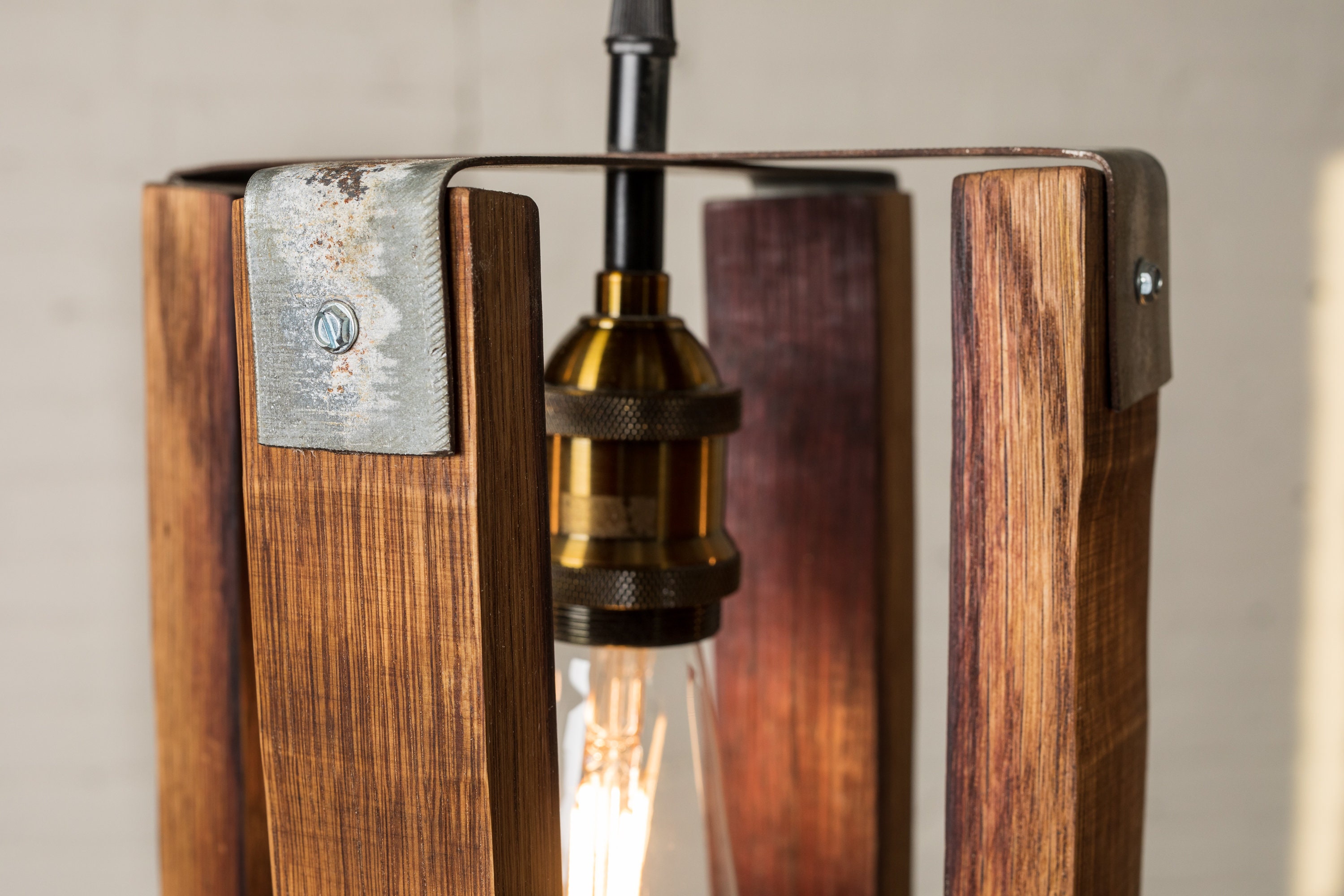 Rustic Metal Pendant Light Made From Reclaimed Wine Barrels - Etsy