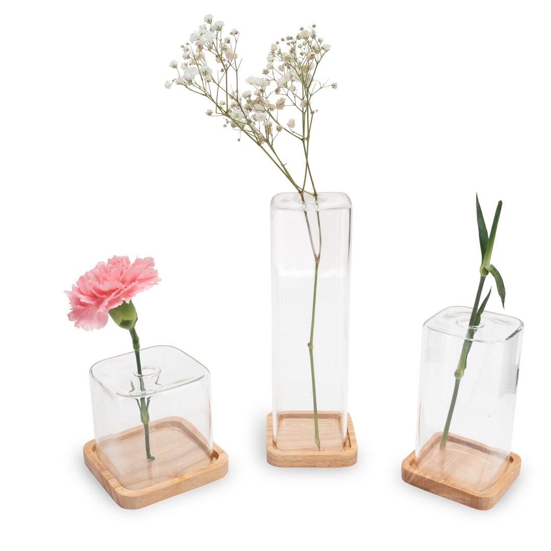 Filigree Decorative Vase Set in Scandinavian Minimalism, Cylinder Glass ...