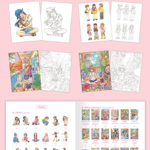 Rowon's Cat and Girl Coloring Book | 로원의 말랑말랑 고양이와 소녀 컬러링북 - Etsy